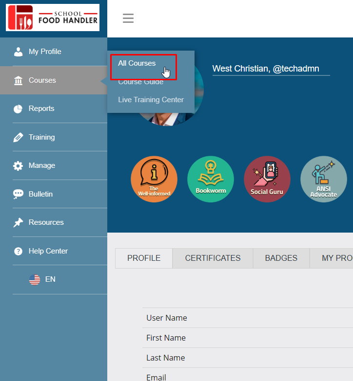 How to access newly released courses? – School Food Handler