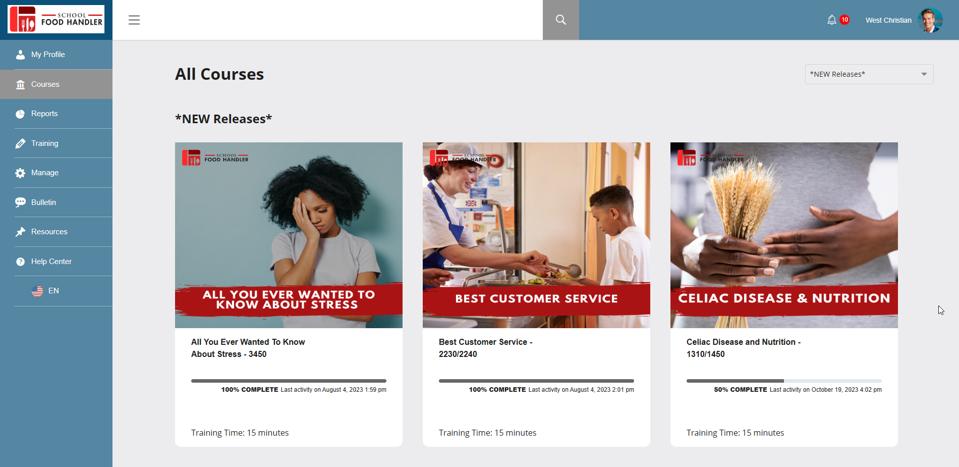 How to access newly released courses? – School Food Handler