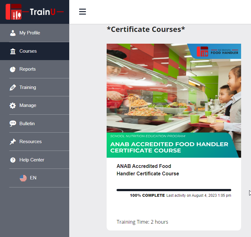 [UPDATED] The All Courses Page – School Food Handler